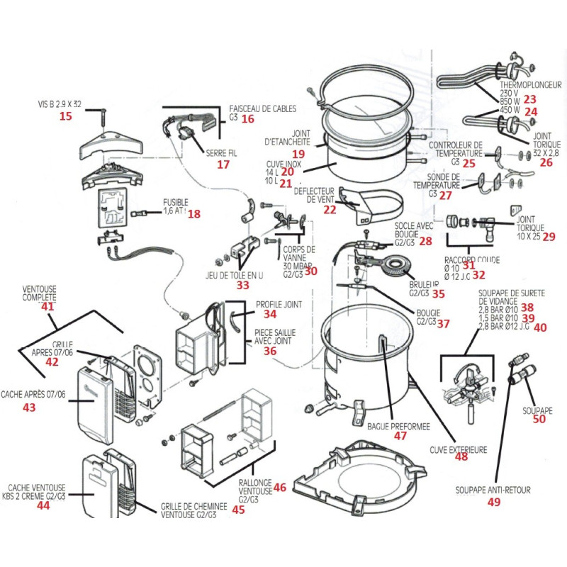 TRUMA Pièces détachée boiler B10 chauffe-eau camping-car